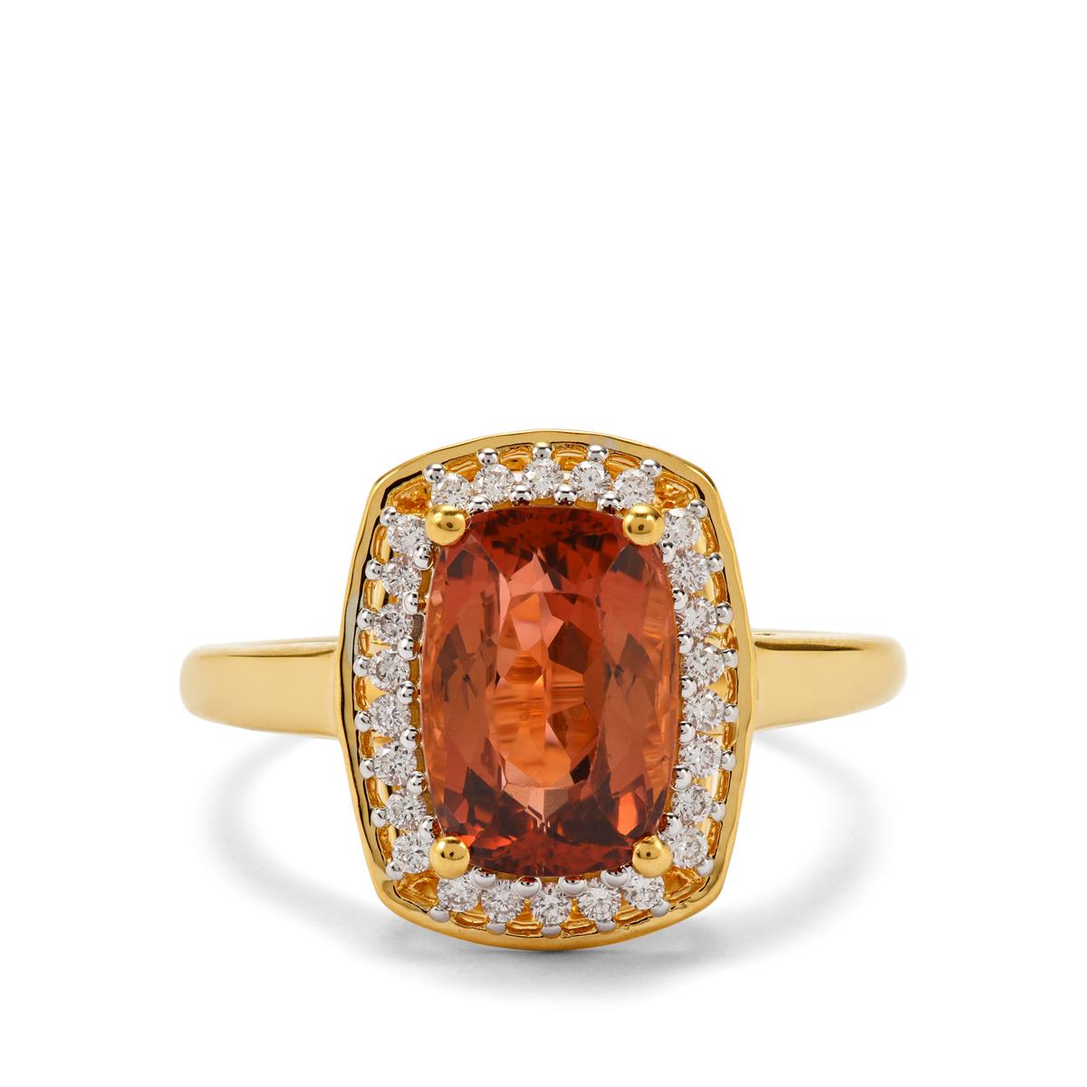 Congo Tourmaline Ring with Diamond in 18K Gold 3.56cts | Gemporia
