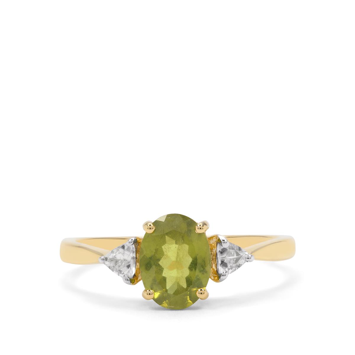 Vesuvianite Ring with White Zircon in 9K Gold 1.65cts | Gemporia