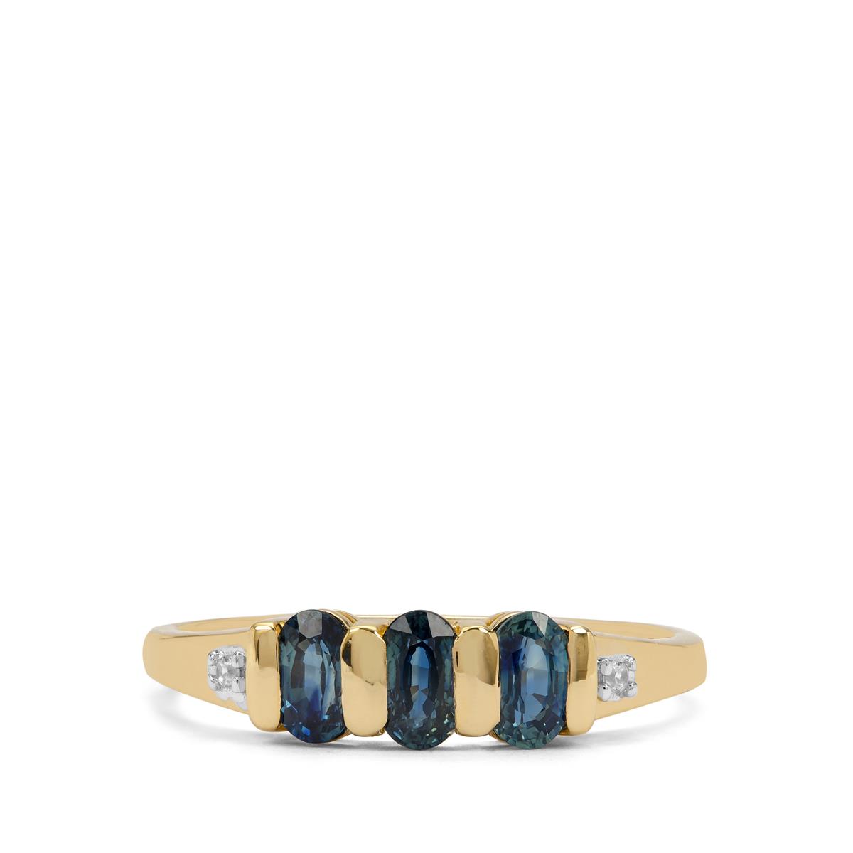 Diego Suarez Blue Sapphire Ring with White Zircon in 9K Gold 1cts ...