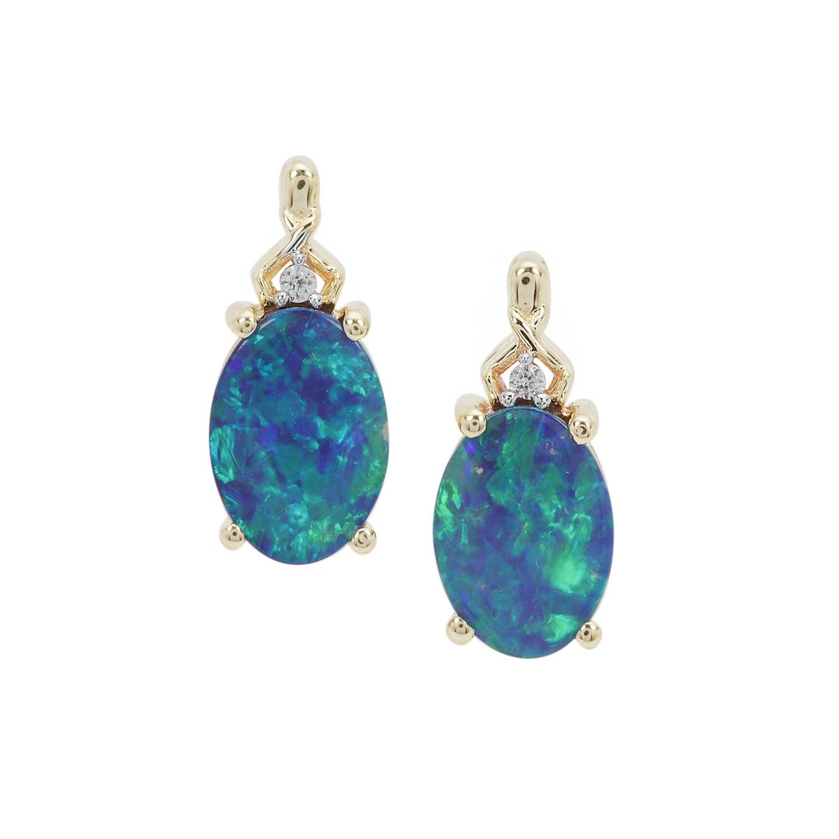Crystal Opal On Ironstone And White Zircon 9k Gold Earrings Gemporia