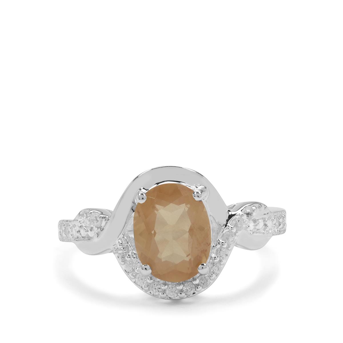 Imperial Mongolian Andesine Ring with White Zircon in Sterling Silver ...