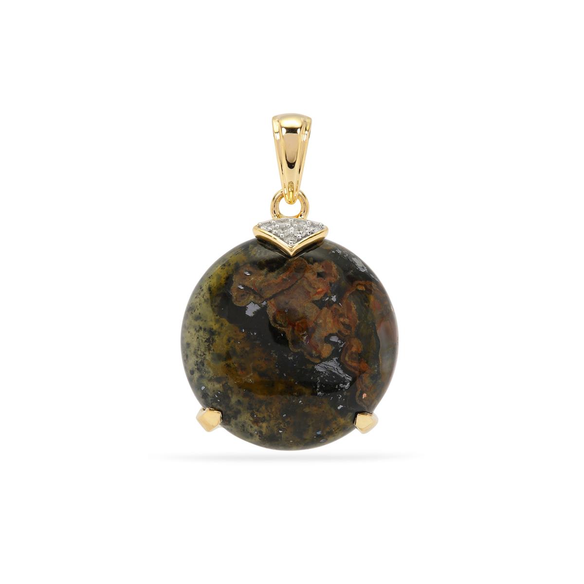 Aquadite Noir Pendant with Diamond in 9K Gold 19cts | Gemporia