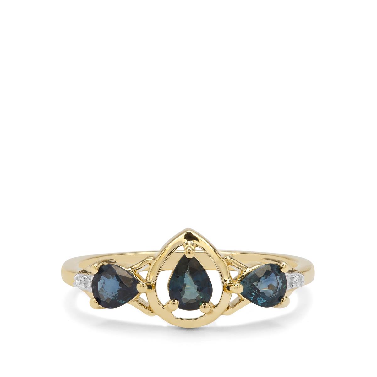 Natural Nigerian Blue Sapphire Ring with Diamond in 9K Gold 0.85ct ...