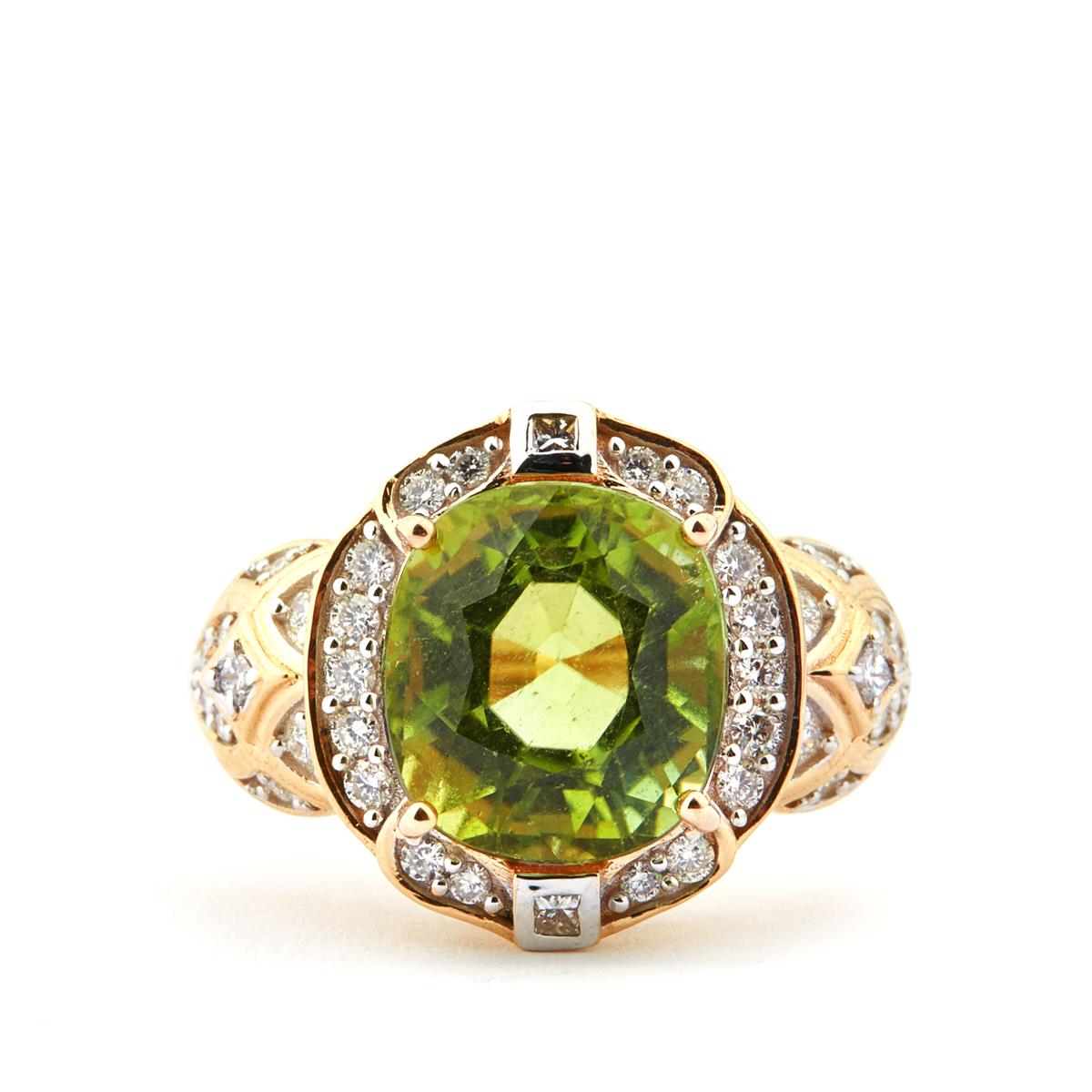 Neon Tourmaline Ring with Diamond in 18K Gold 5.23cts | Gemporia