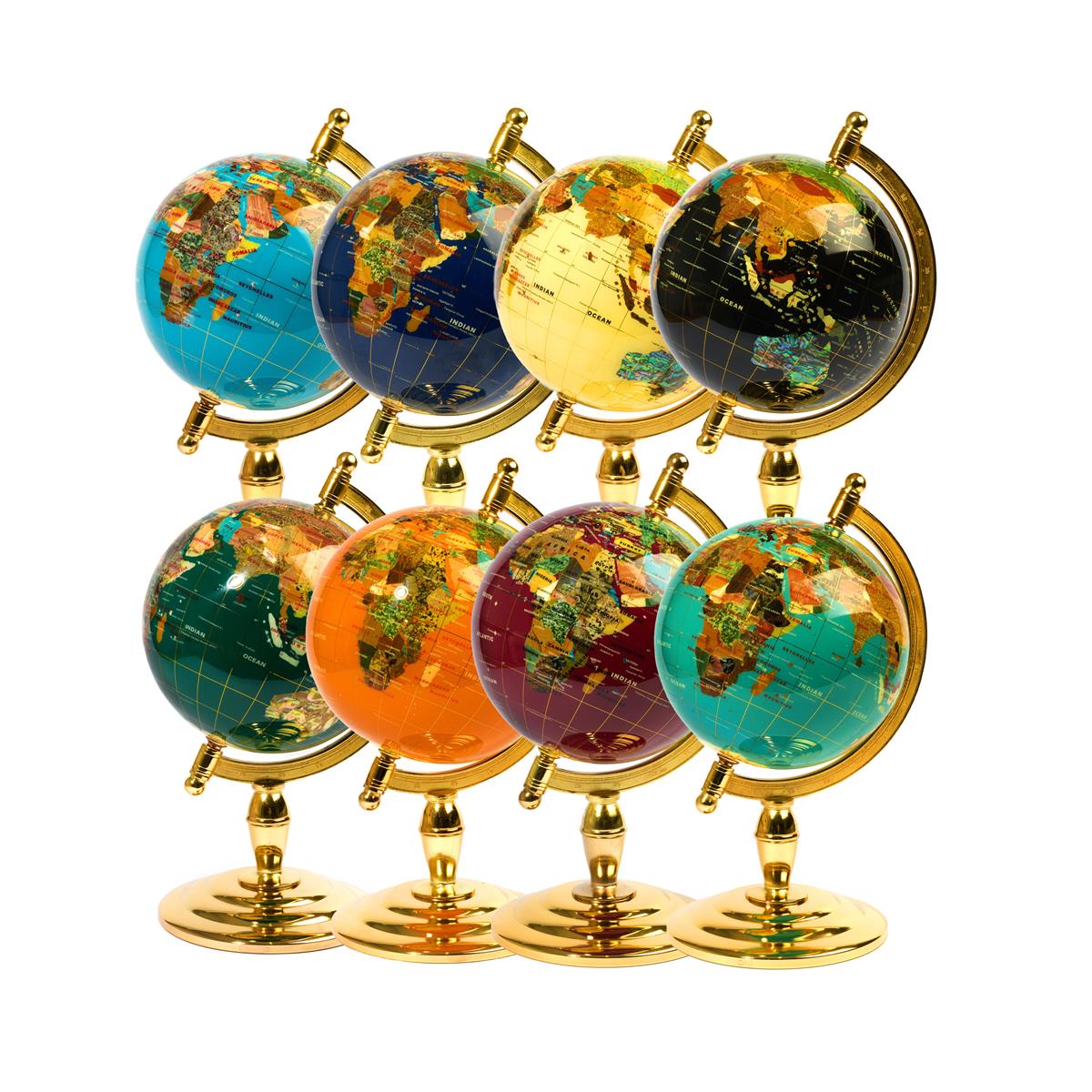 22cm Gemstone Inlaid Gold Base Globe - Available in Green, Black ...