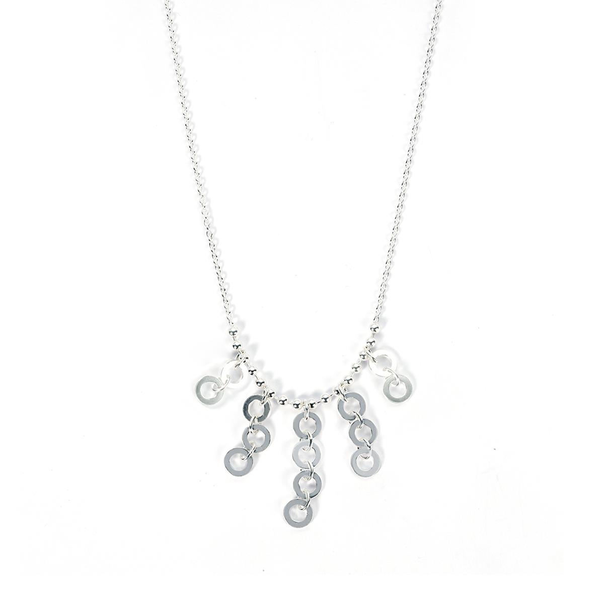 Sterling Silver Multi Disc Drop Necklace | Gemporia