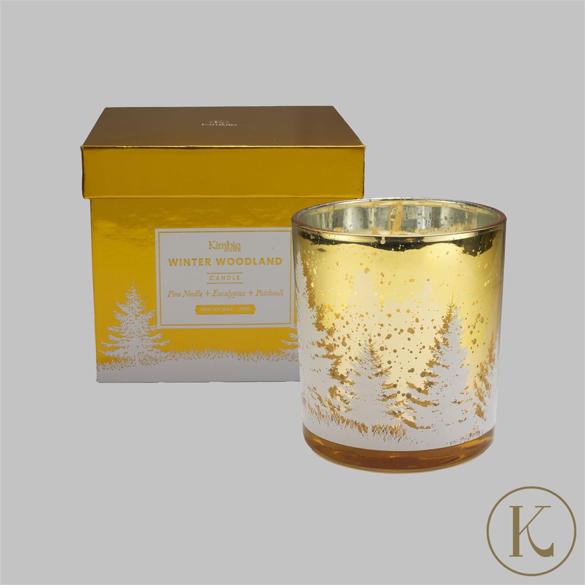 Kimbie Home Gold Winter Scene 200g Candle with Rutile Quartz Nuggets ...