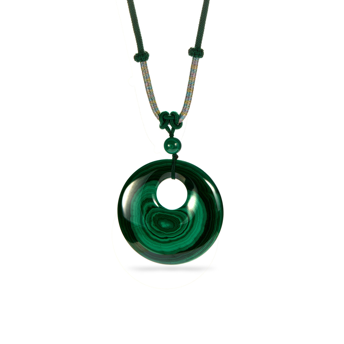Bullseye Malachite Rope Necklace 240cts | Gemporia