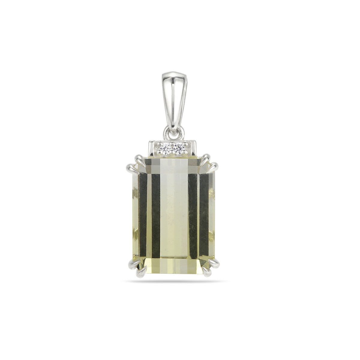 Bi Colour Quartz Pendant with White Zircon in Sterling Silver 7.73cts ...