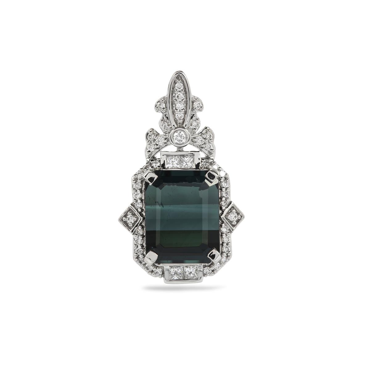 Mutuca Indicolite Pendant with Diamond in Platinum 950 4.36cts | Gemporia