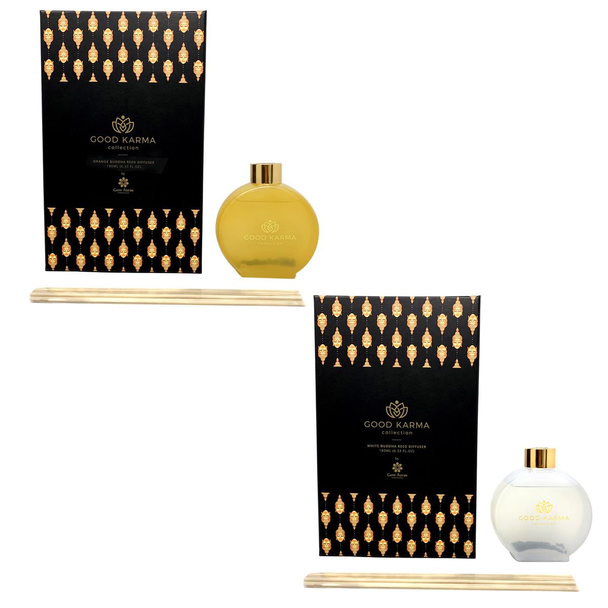 Gem Auras Good Karma Reed Diffuser, Amber Vanilla Fragrance with Black ...