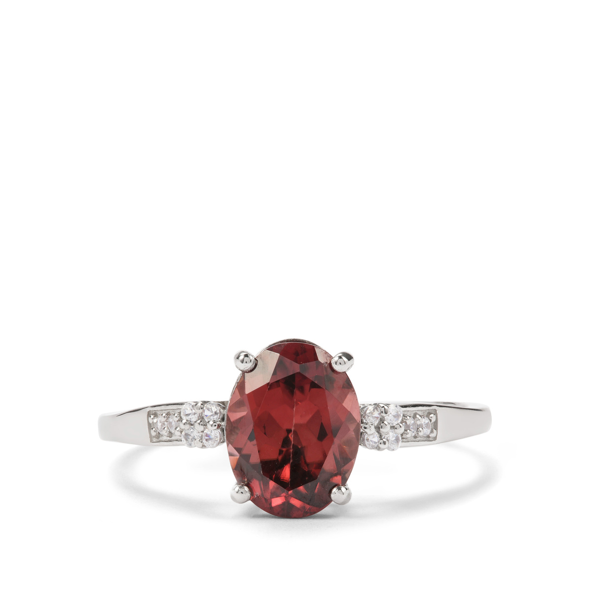 Red Zircon Ring with White Zircon in Platinum 950 2.60cts | Gemporia