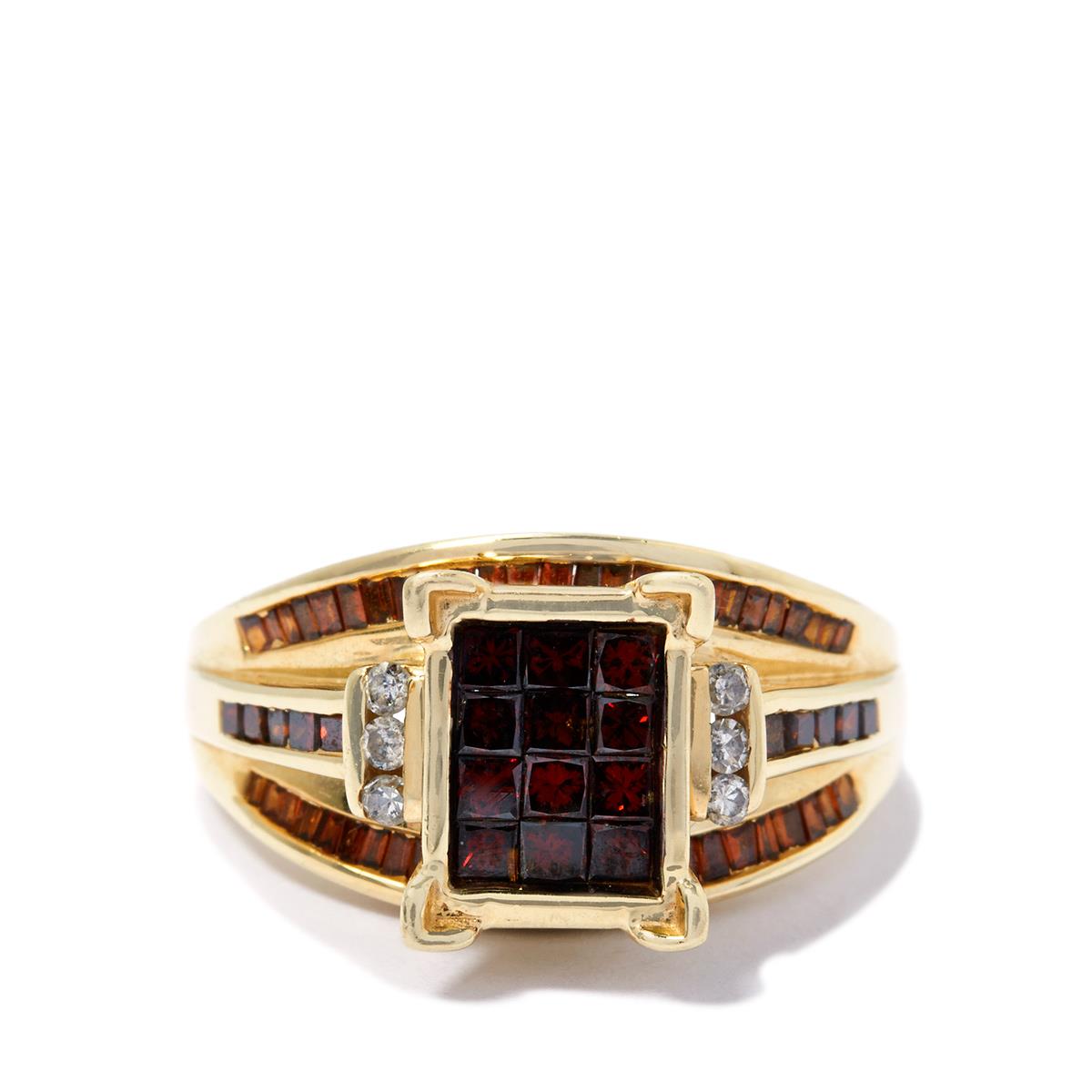 White Diamond Ring with Red Diamond in 9K Gold 1ct | Gemporia