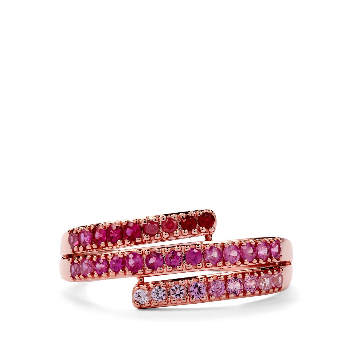 Burmese Red Ruby Ring with Pink Sapphire in 9K Rose Gold 0.70cts | Gemporia