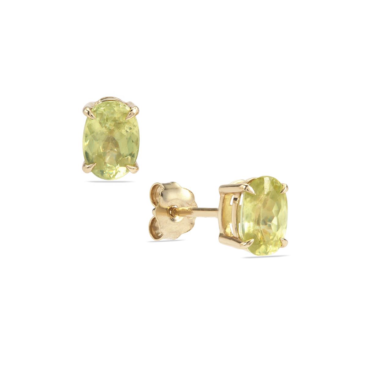 Ambilobe Sphene Earrings in 9K Gold 1.04cts | Gemporia