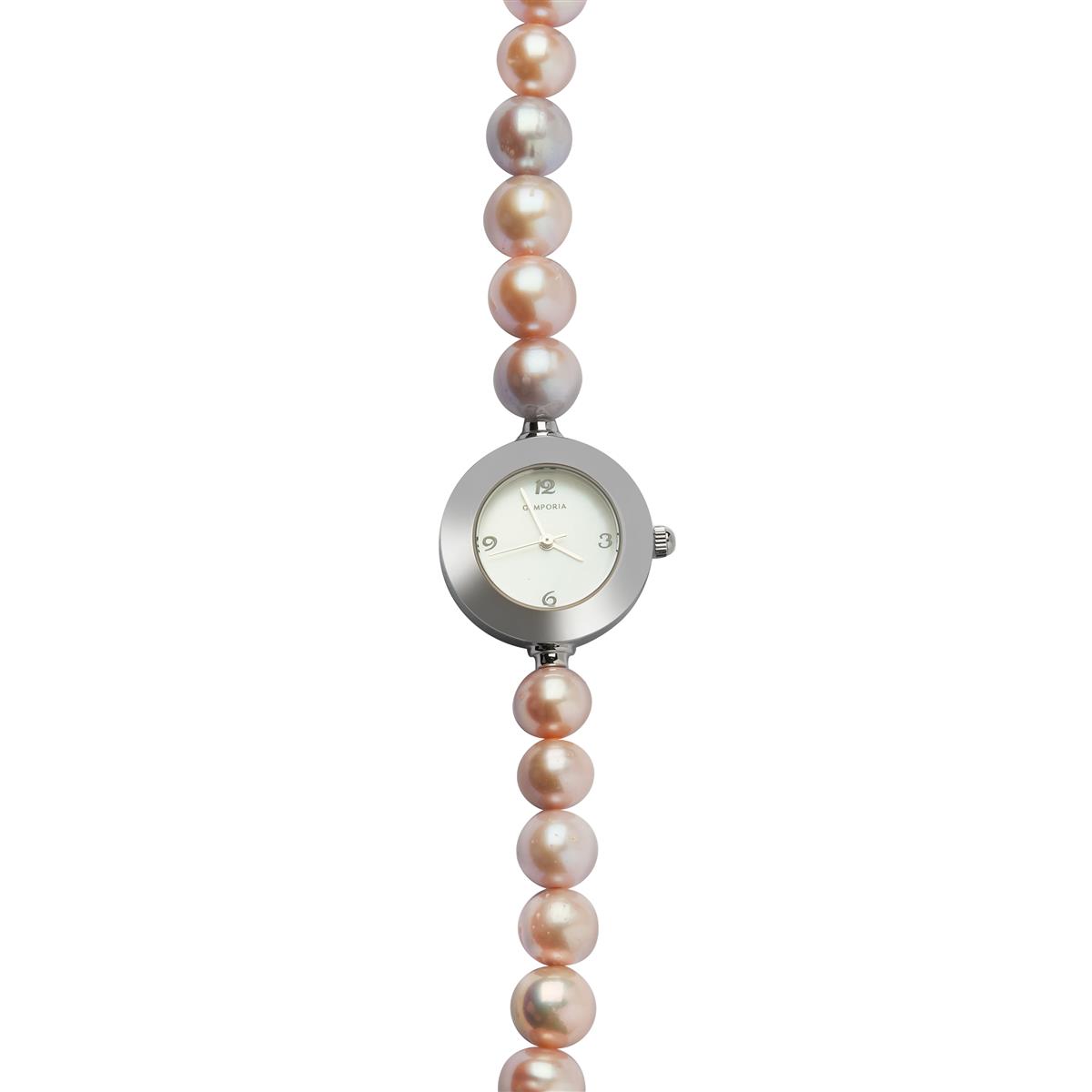 Naturally Orchid Freshwater Cultured Pearl Stainless Steel Watch (8.5mm ...
