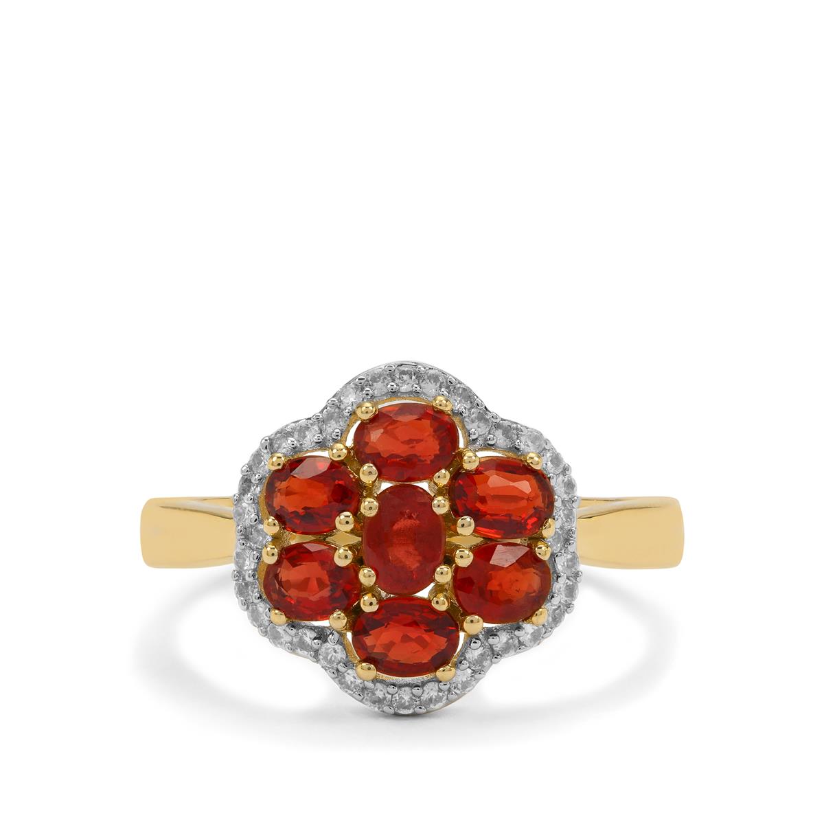 Songea Red Sapphire Ring with White Zircon in 9K Gold 1.90cts | Gemporia