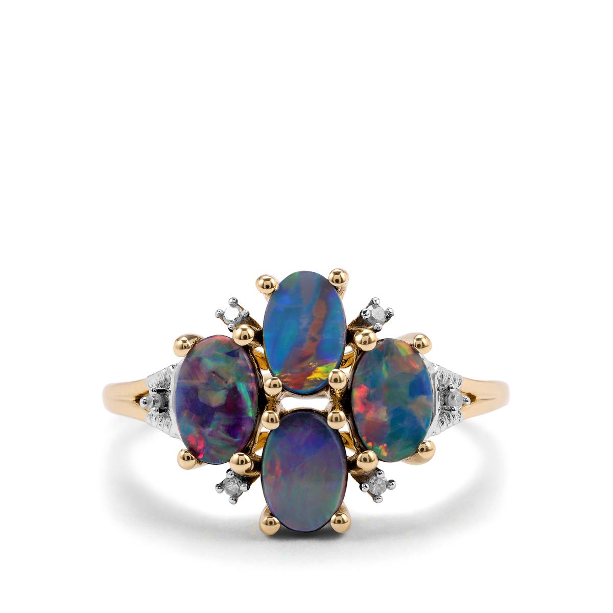 Crystal Opal on Ironstone Ring with Diamond in 9K Gold | Gemporia