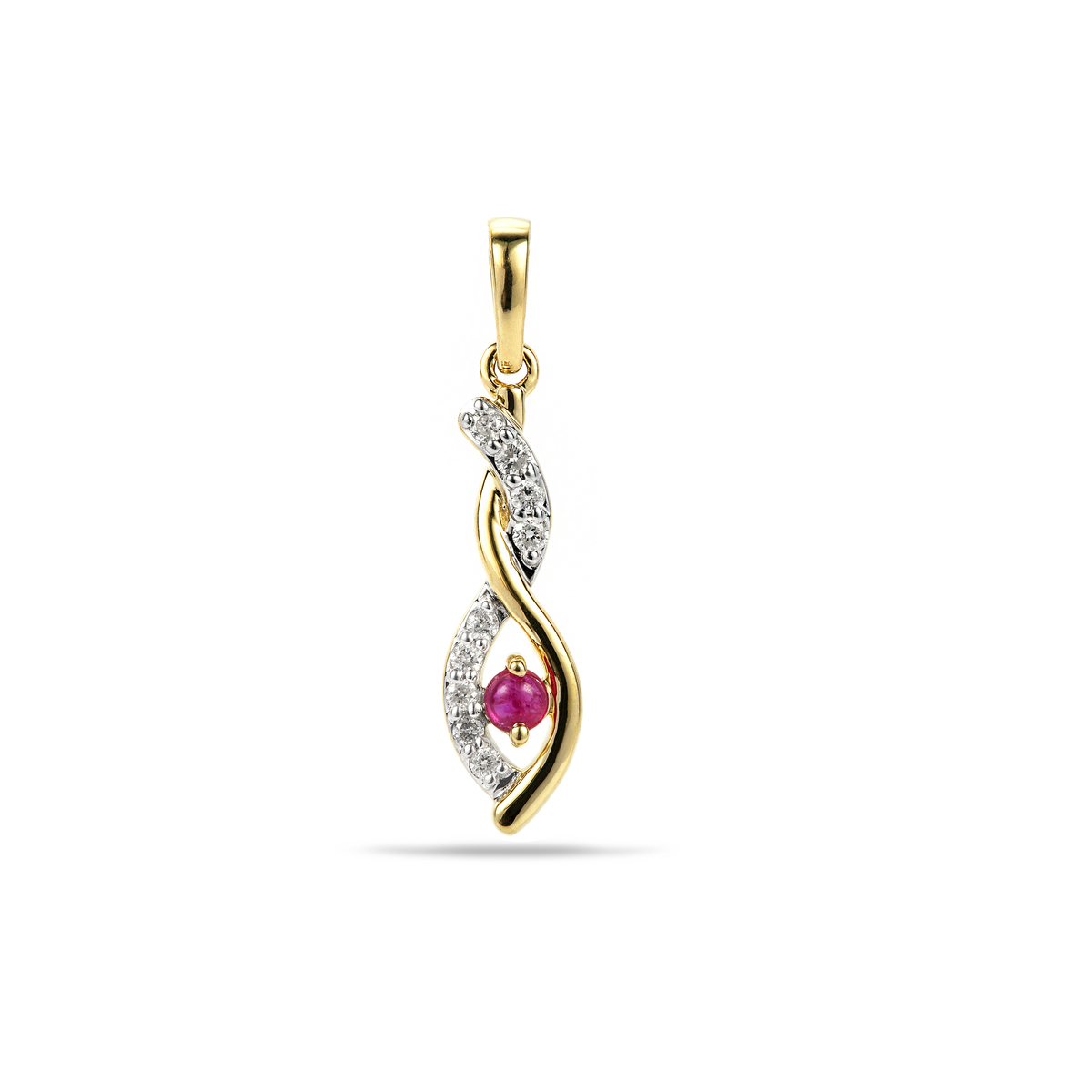 Greenland Ruby Pendant with Canadian Diamond in 9K Gold 0.23ct | Gemporia