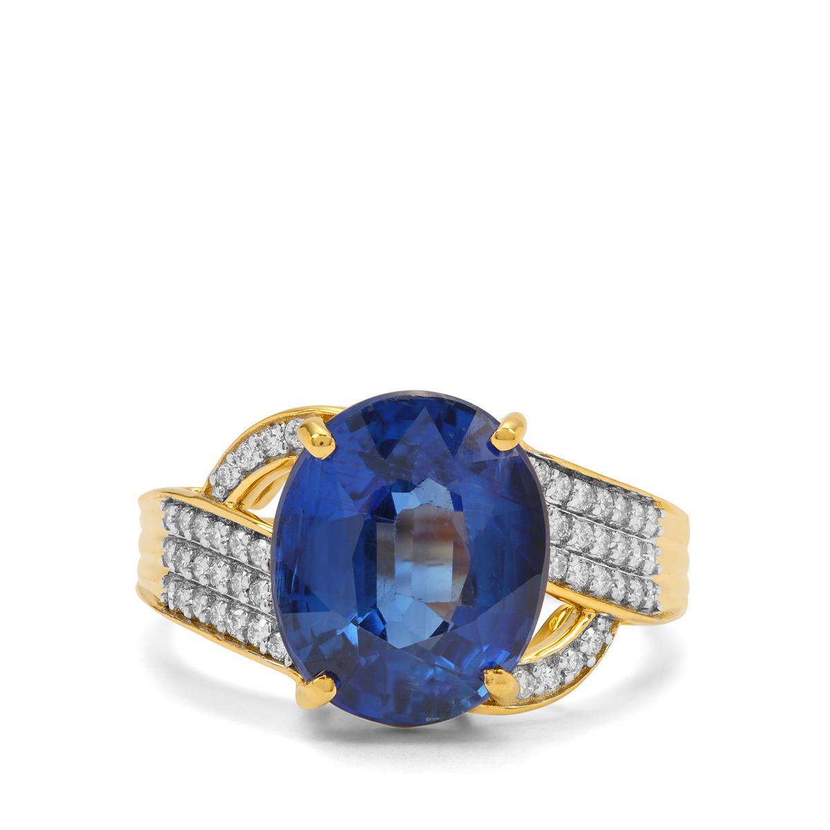 Nilamani Ring with Diamonds in 18K Gold 6.24cts | Gemporia