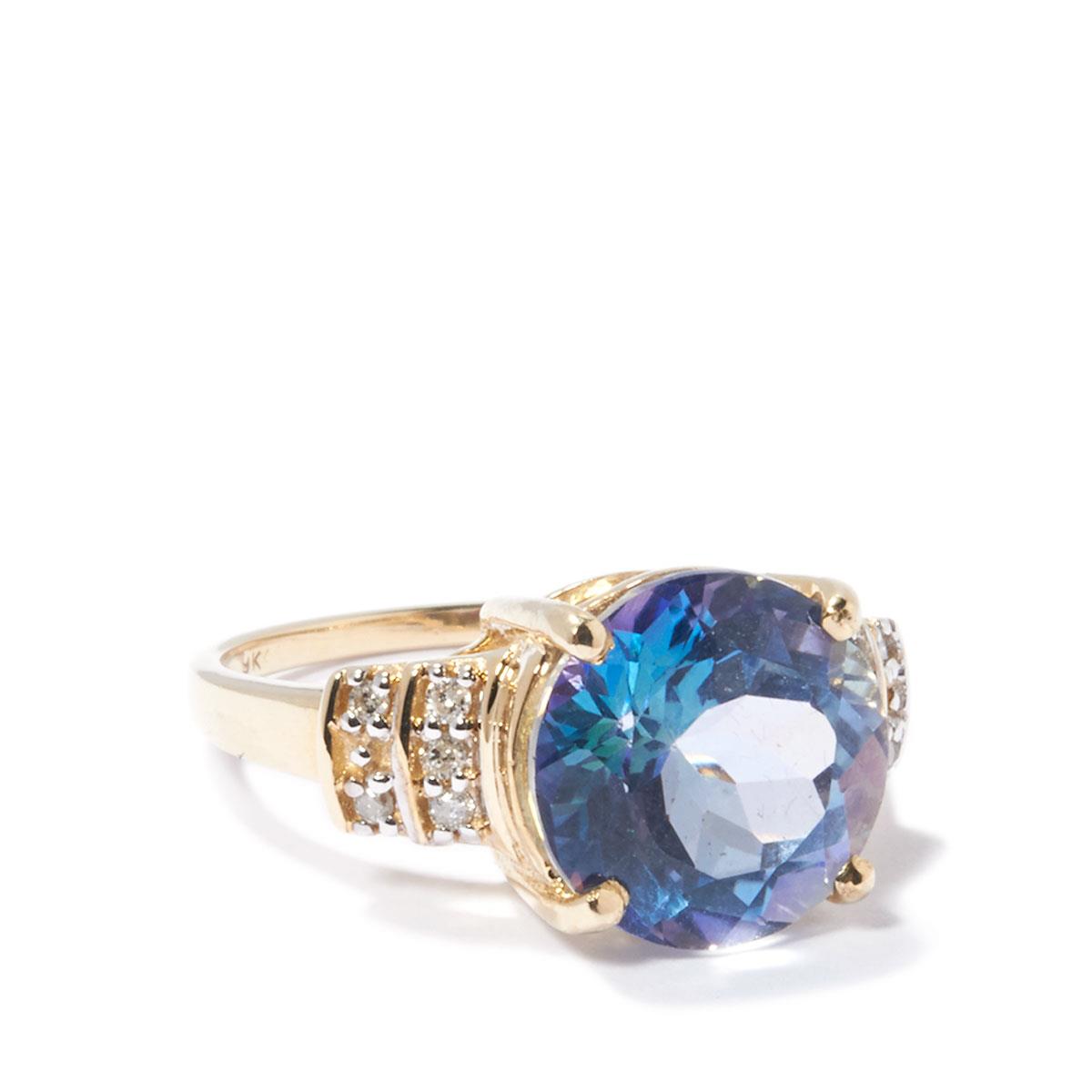 Mystic Neptune Garden Topaz Ring with Diamond in 9k Gold 4.74cts | Gemporia