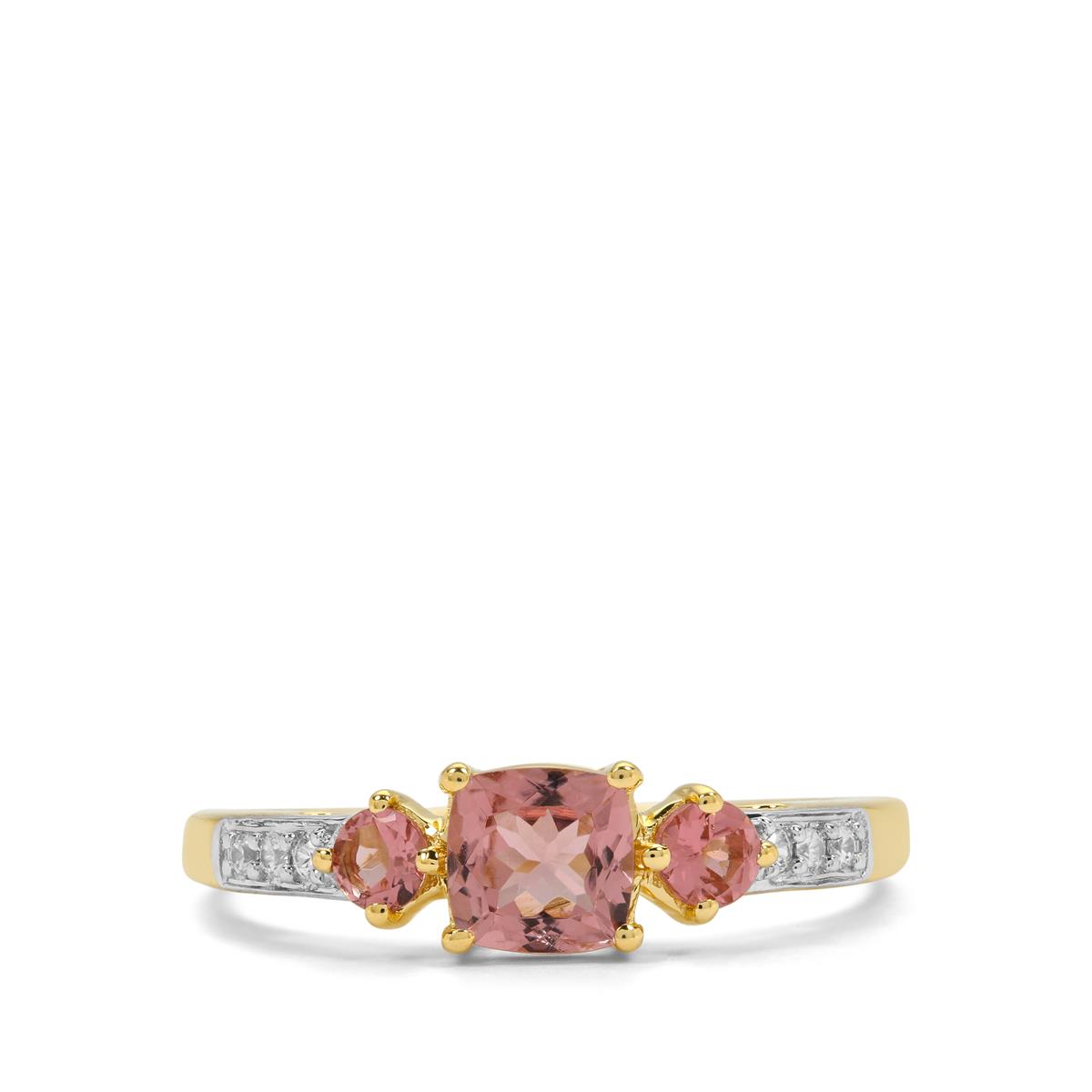 Lotus Tourmaline Ring with White Zircon in 9K Gold 0.90ct | Gemporia