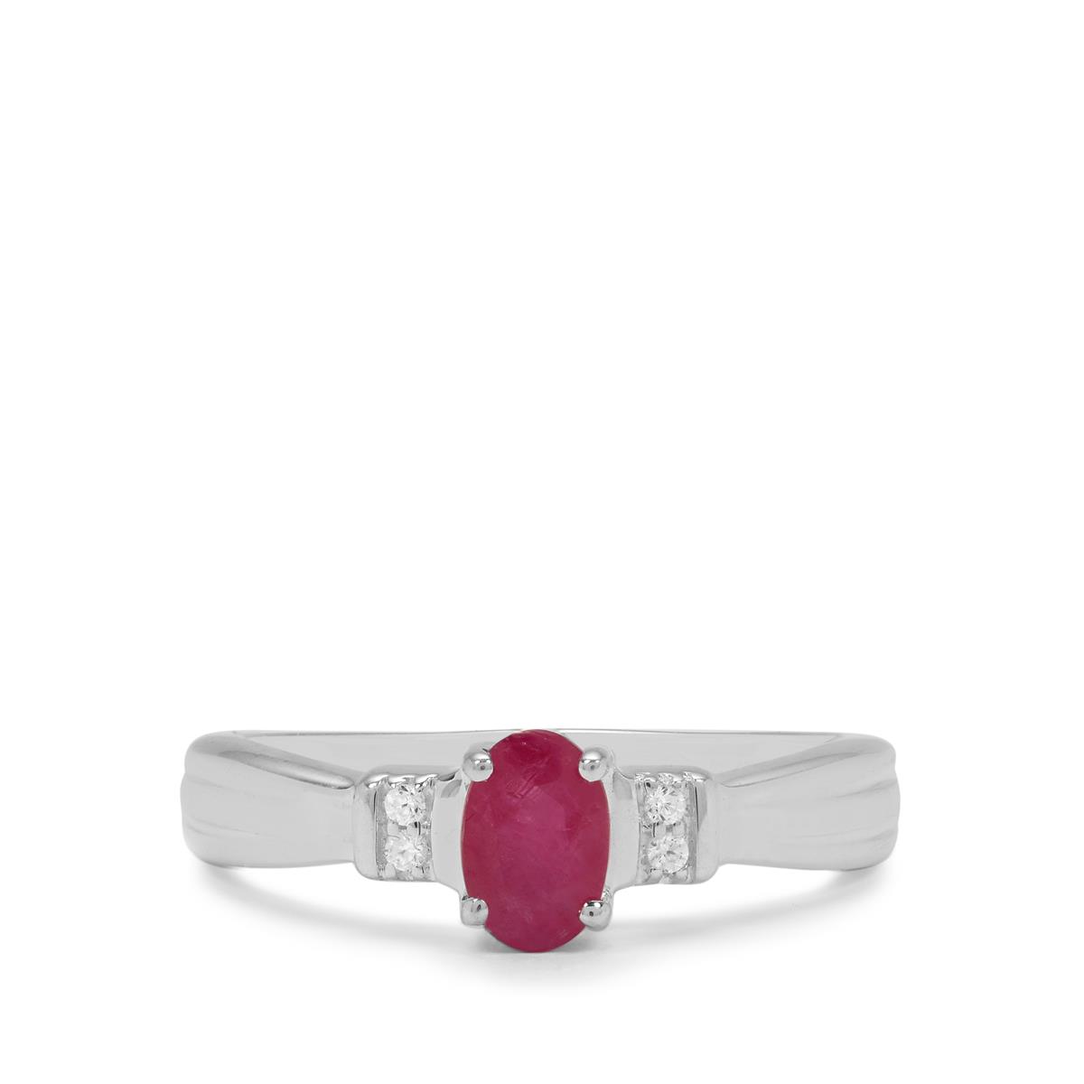 Kenyan Ruby Ring with White Zircon in Sterling Silver 0.70ct | Gemporia