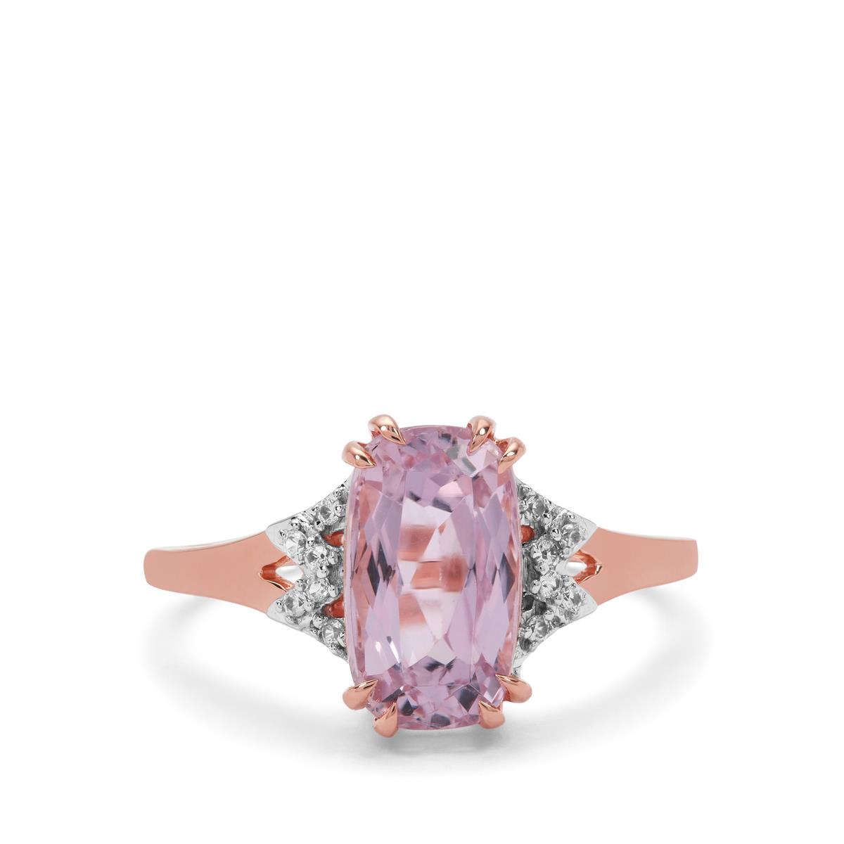 Mawi Kunzite Ring with White Zircon in 9K Rose Gold 3.60cts | Gemporia