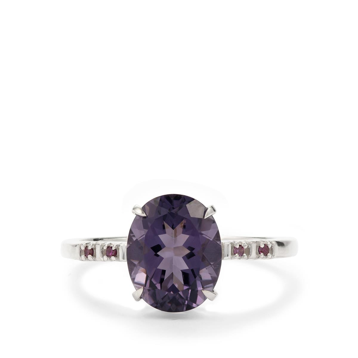 Blueberry Quartz Ring with Purple Diamond in Sterling Silver 2.30cts ...