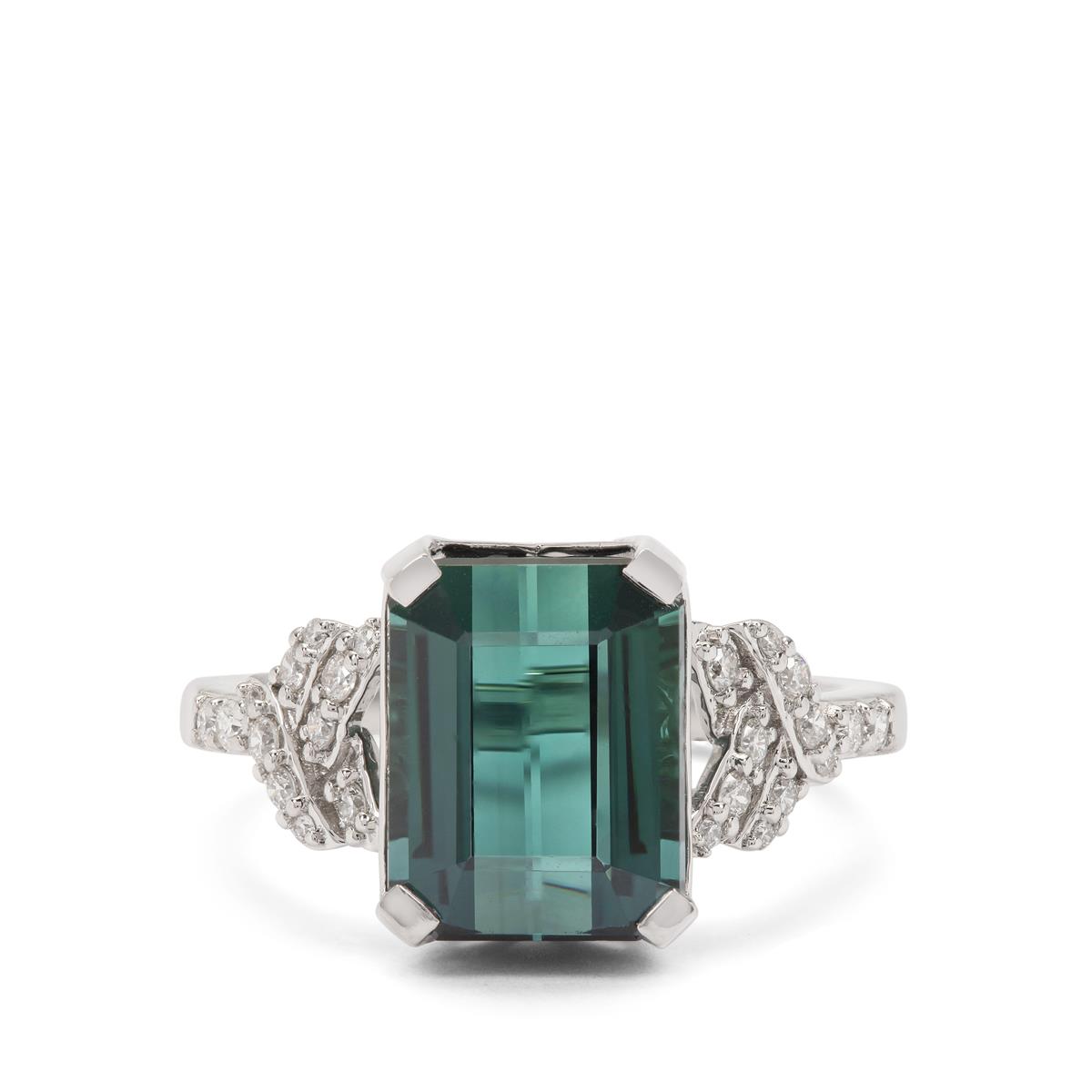Mutuca Indicolite Ring with Diamonds in Platinum 950 4.83cts | Gemporia
