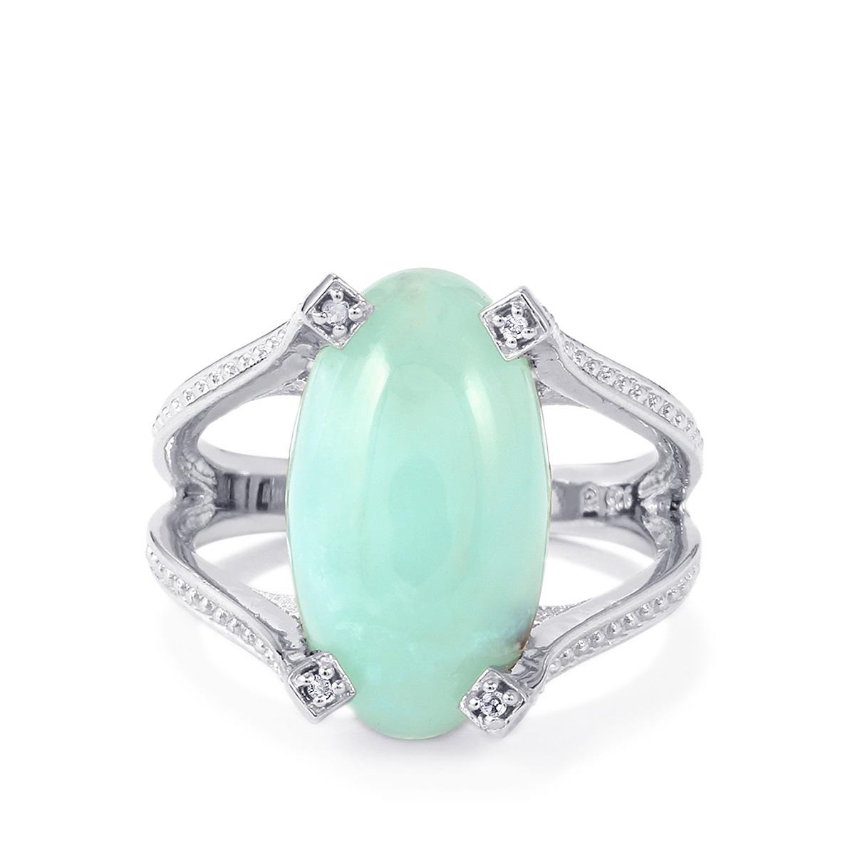 Aquaprase™ Ring with Diamond in Sterling Silver 8cts | Gemporia