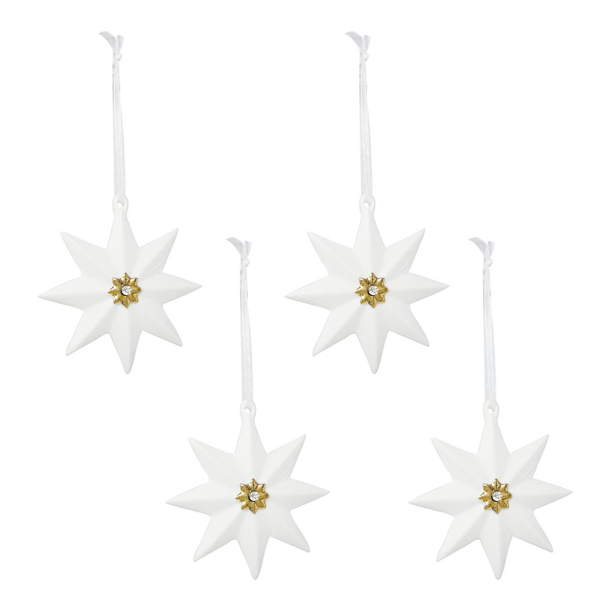 Gem Auras Set of 4 Ceramic Star Decorations - Gold Detail and Clear ...