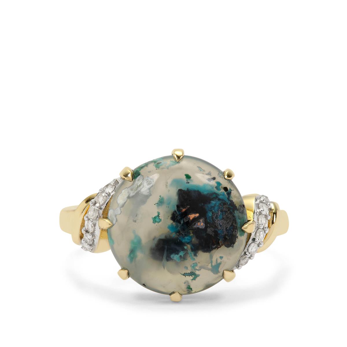 Blue Aquadite Ring with Diamond in 9K Gold 5cts | Gemporia