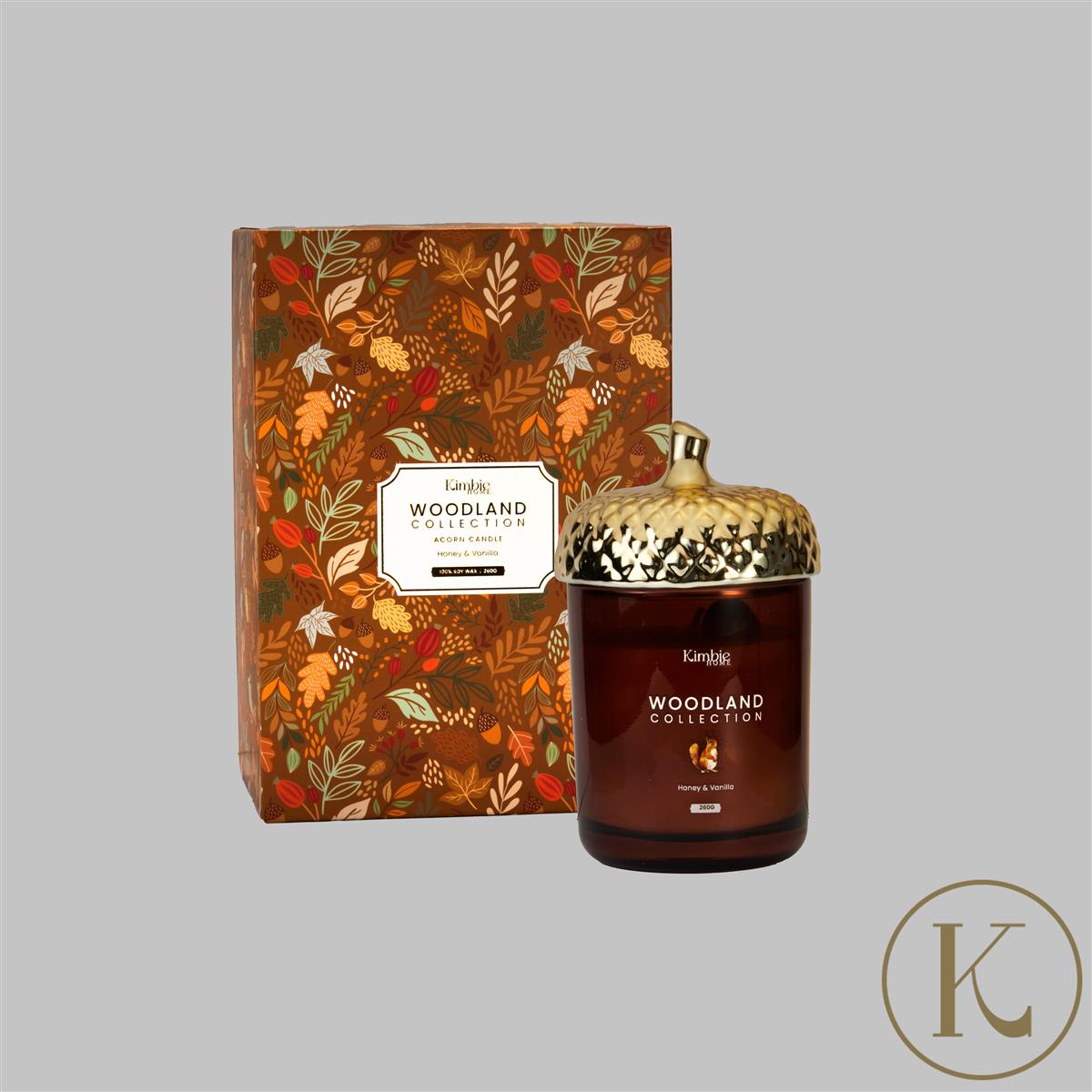 Kimbie Home 260g Acorn Candle with Carved Tigers Eye Acorn | Gemporia