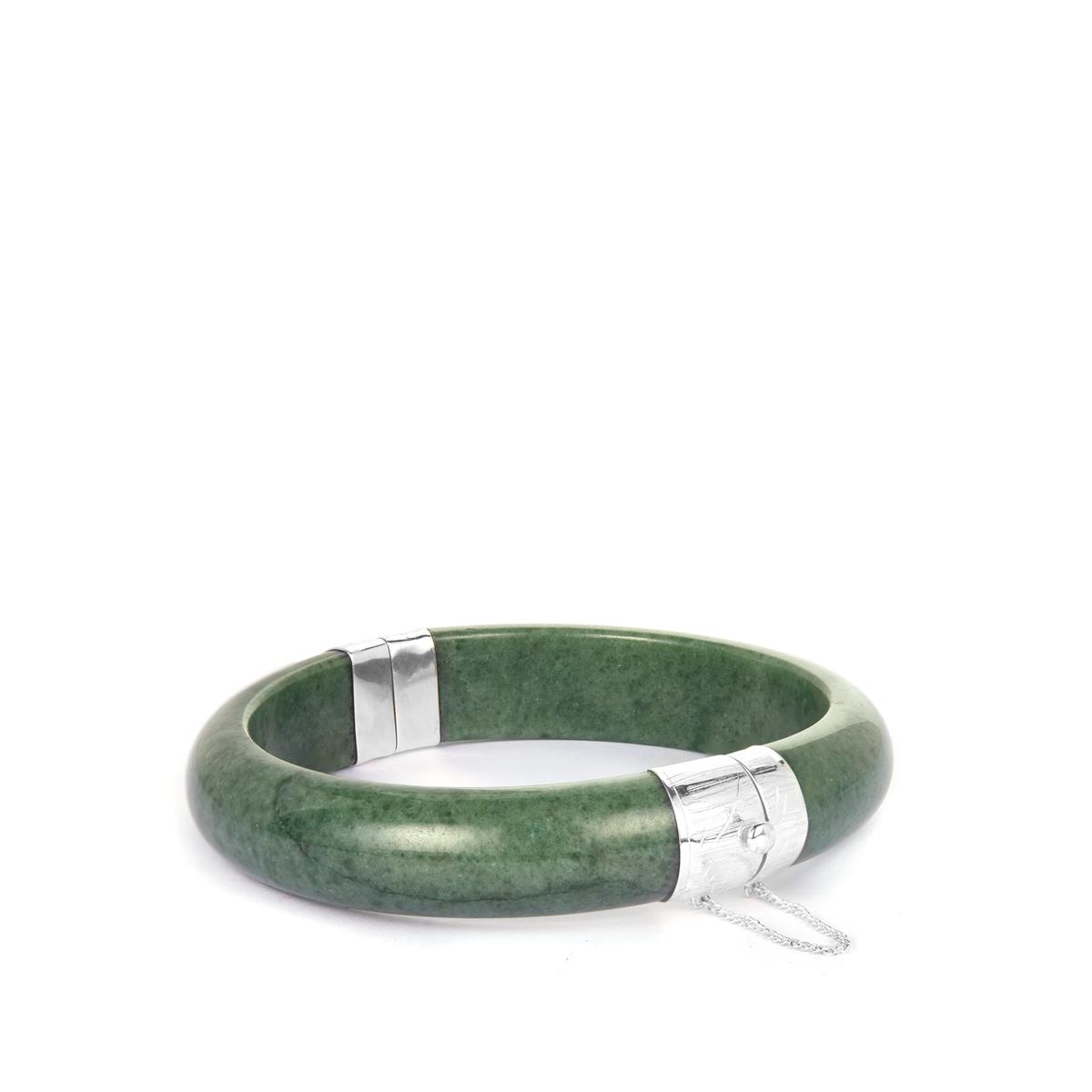 Type A Burmese Jadeite Bangle in Sterling Silver 260cts | Gemporia