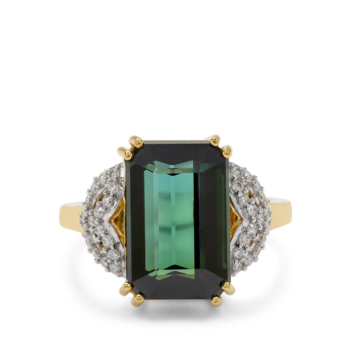 Mutuca Indicolite Ring with Diamond in 18K Gold 8.33cts | Gemporia