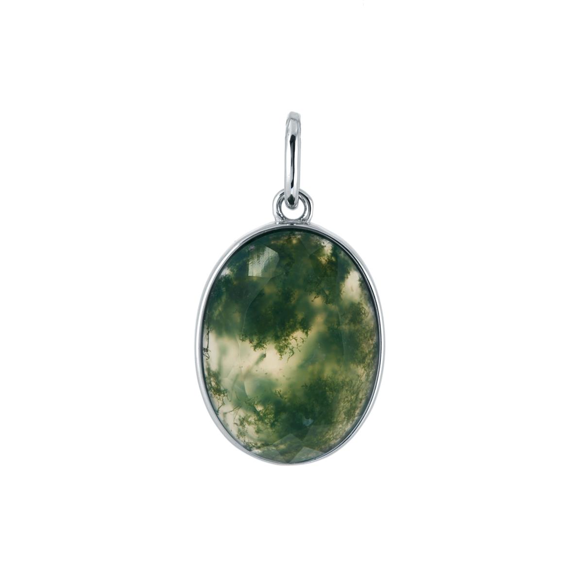 16.40cts Moss Agate Sterling Silver Pendant