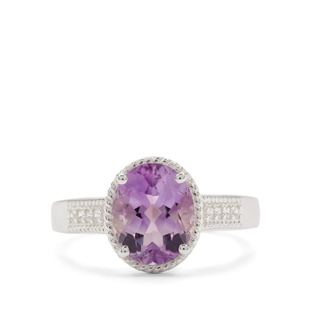Moroccan Amethyst Ring with White Zircon in Sterling Silver 2.55cts ...