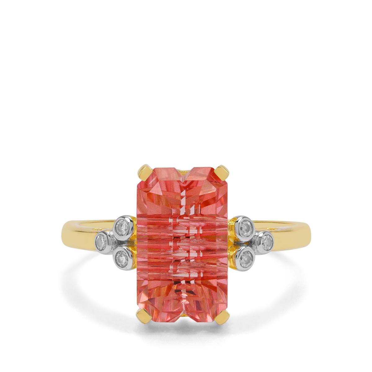 Red Topaz Ring with White Zircon in 9K Gold 5.15cts | Gemporia