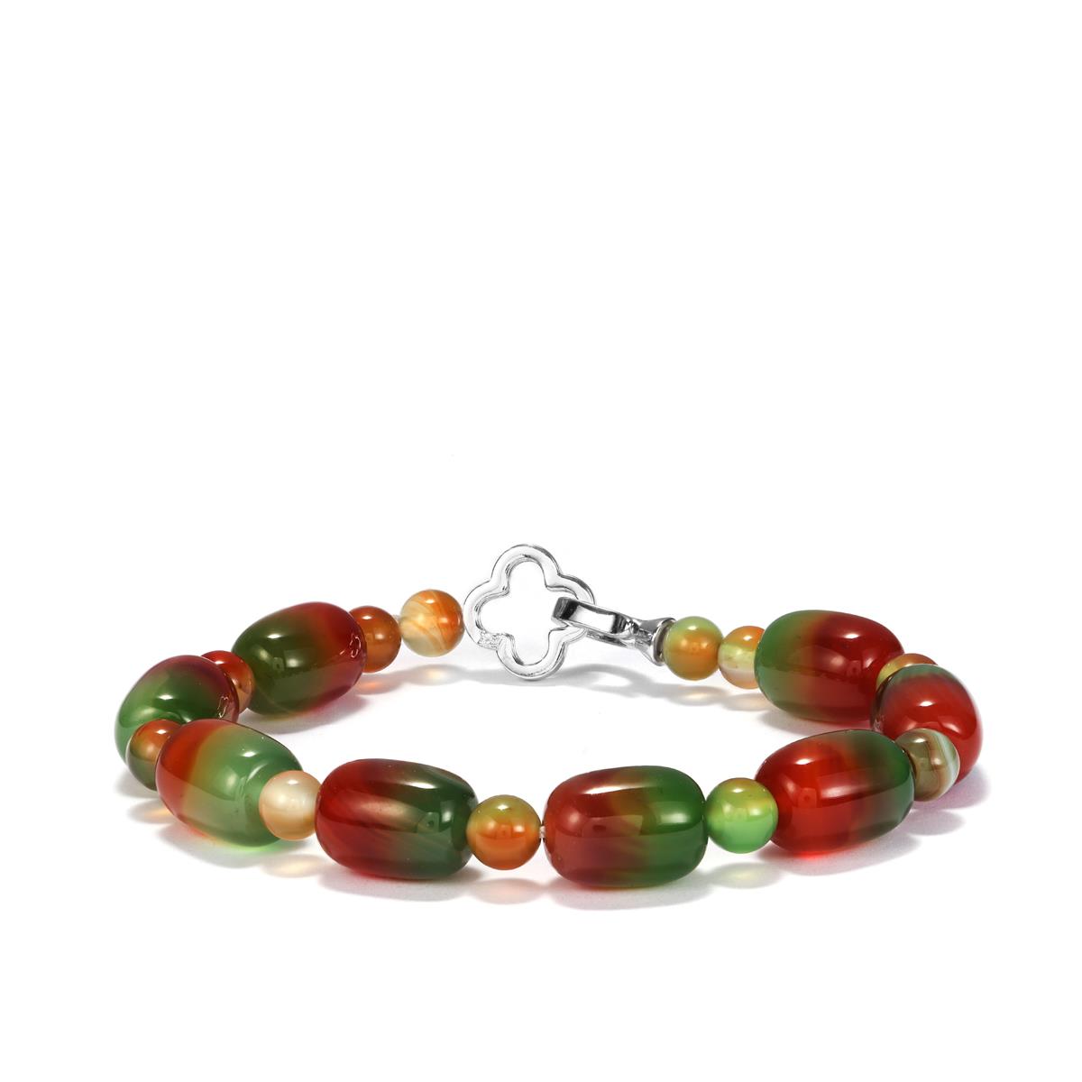 Watermelon Agate Bracelet with White Zircon in Sterling Silver 110 ...
