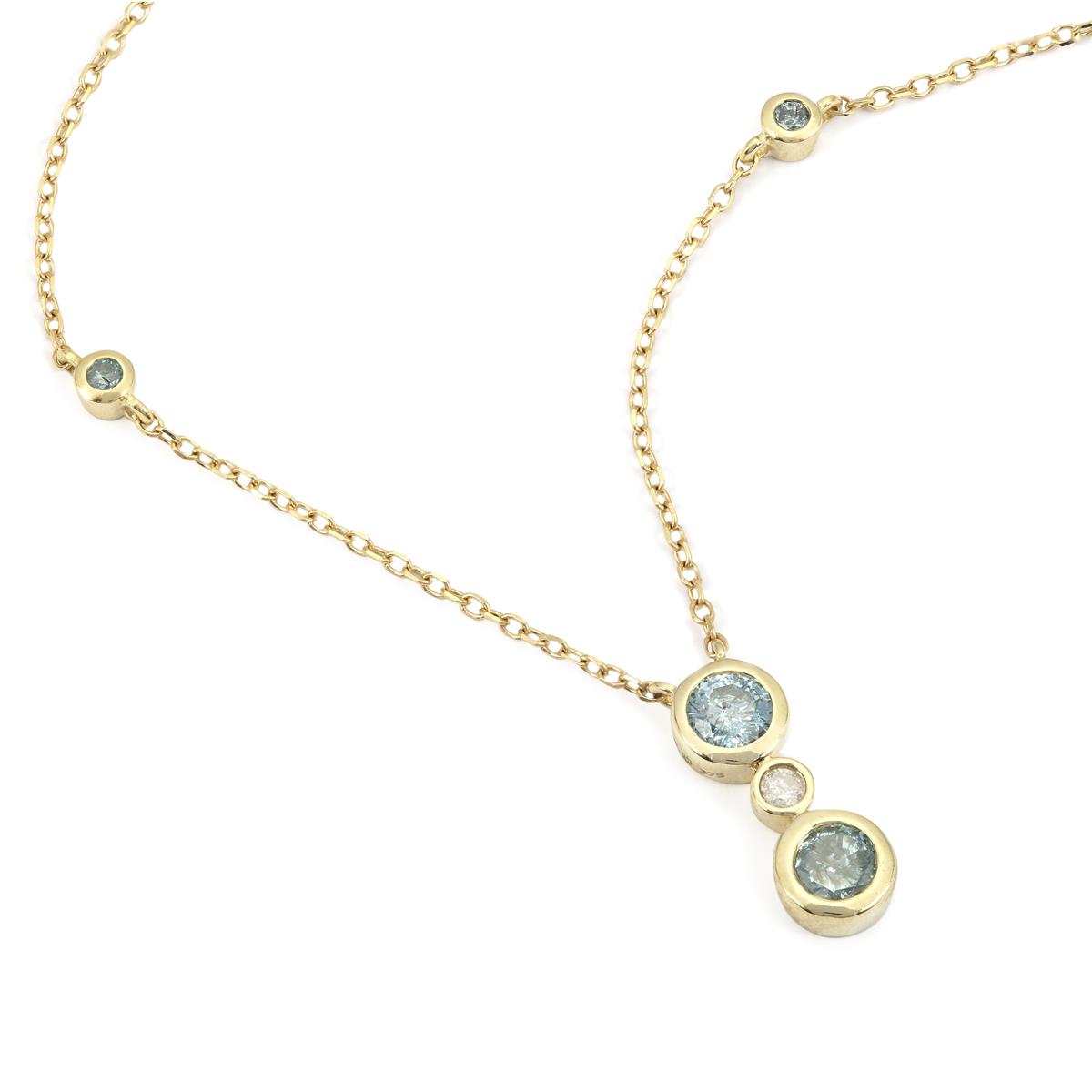 Ice Blue Diamond Necklace with White Diamond in 9K Gold 0.50ct | Gemporia