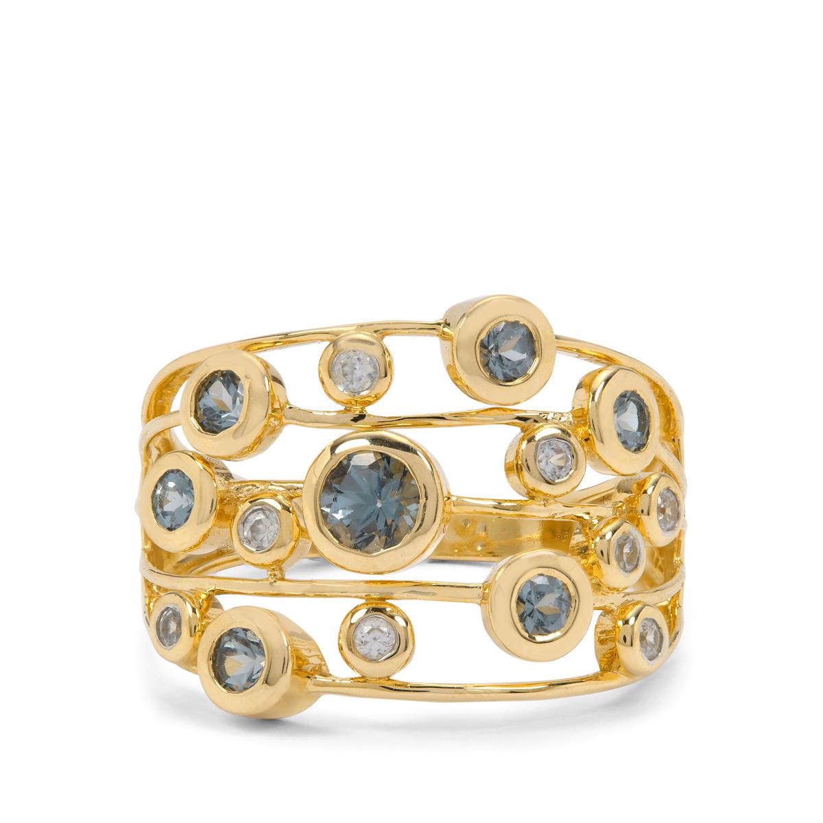 Mahenge Blue Spinel & White Zircon 9K Gold Tomas Rae Ring ATGW 1ctc ...
