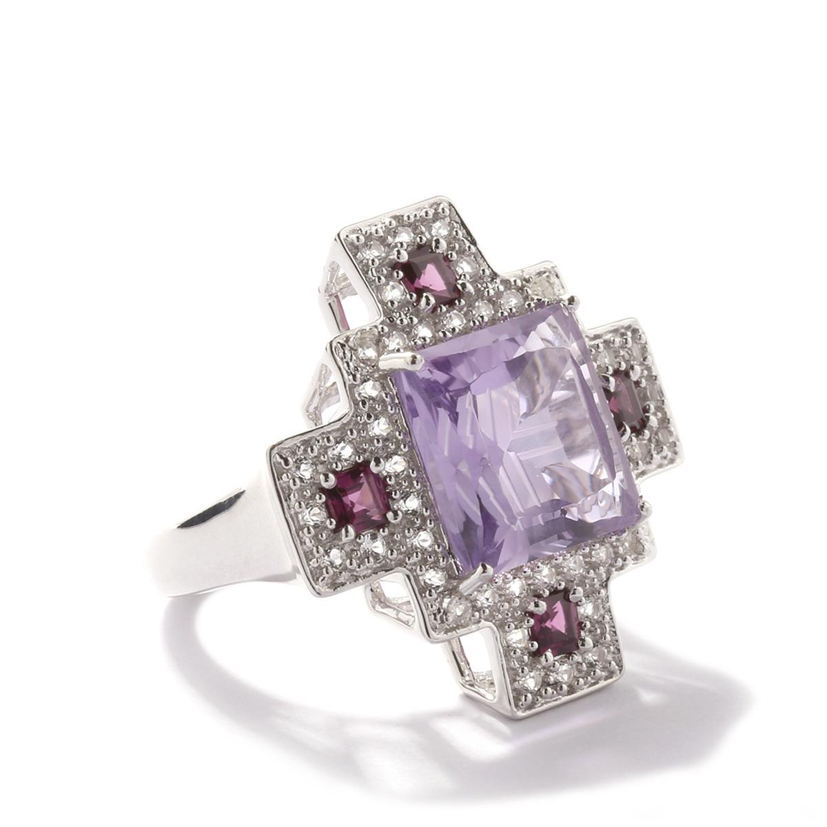 Secret Cross Pink Amethyst, Rhodolite Garnet & White Topaz Sterling ...