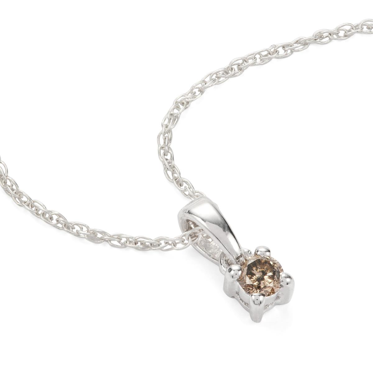Champagne Diamond Pendant in Sterling Silver 0.13ct | Gemporia
