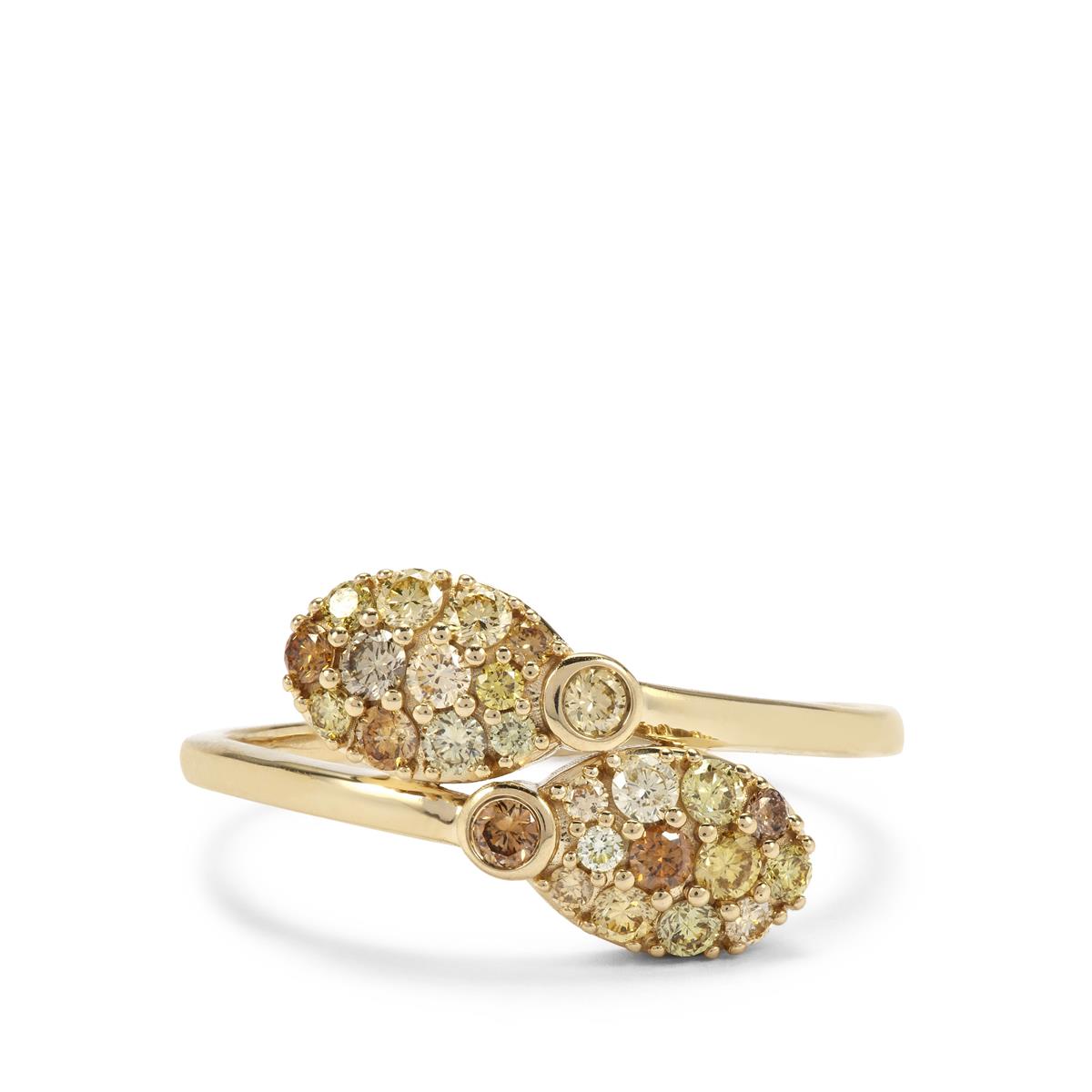 Multi-Colour Natural Brazilian Diamond Ring in 9K Gold 0.54ct | Gemporia
