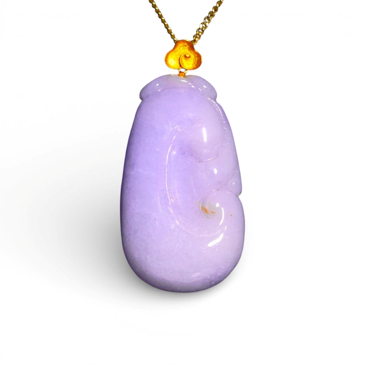 David Harry Jewels Type A Lavender Jadeite Ruyi Pendant Set in 18k Gold ...