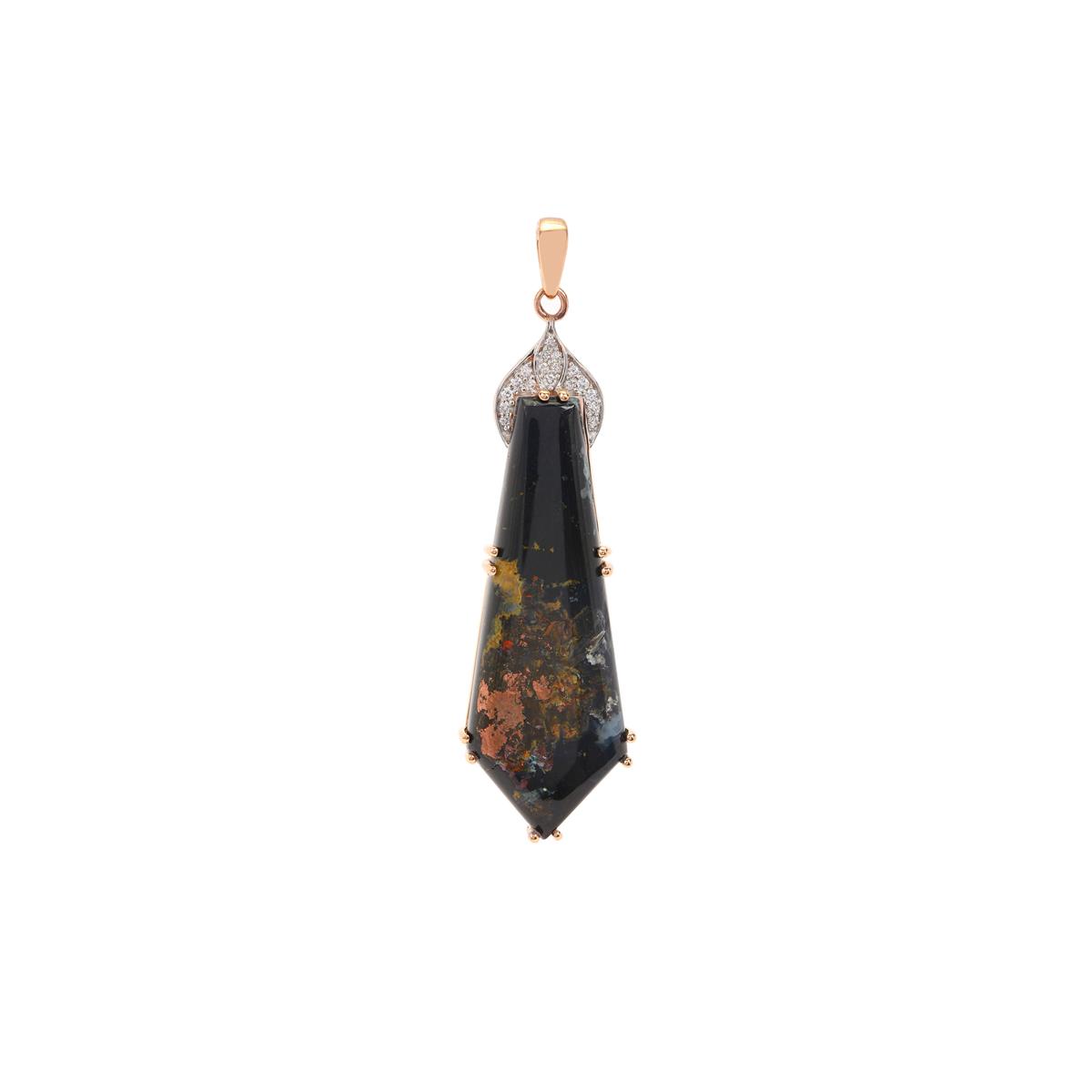 Aquadite Noir & Diamond 18K Rose Gold Lorique Pendant MTGW 24.88cts ...