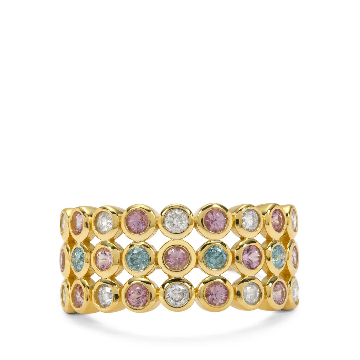 Pink Sapphire & Ice Blue, White Diamond Ring in 9K Gold 1.20cts | Gemporia