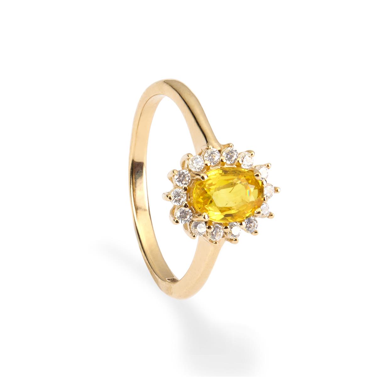 Bang Kacha Sapphire Ring with White Zircon in 9K Gold 1.32cts | Gemporia