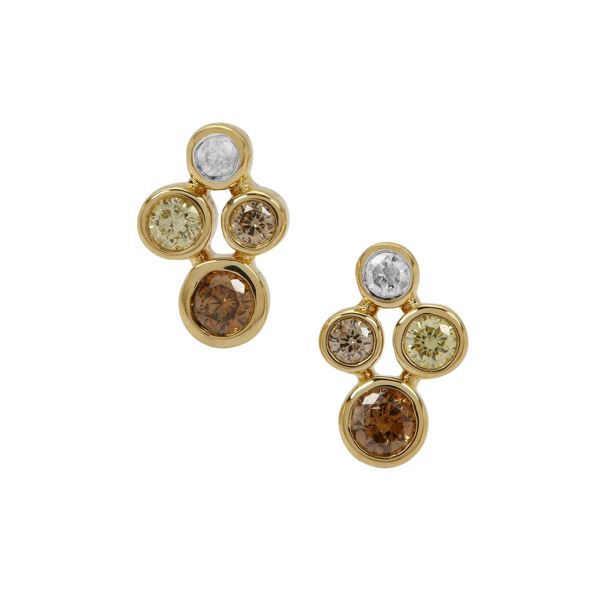 Golden Ivory Diamonds Earrings with Multi Diamonds in 9K Gold 0.27cts ...
